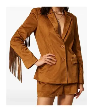 TWINSET Fringed Faux-suede Blazer