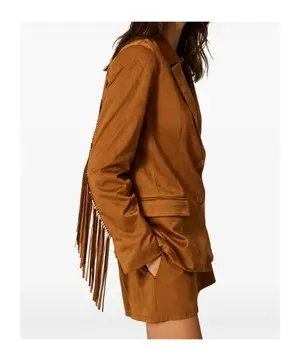 TWINSET Fringed Faux-suede Blazer
