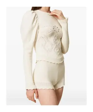 TWINSET Open-knit Puff-sleeve Jumper