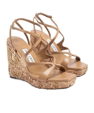 JIMMY CHOO Ayla Wedge Sandals - Nude