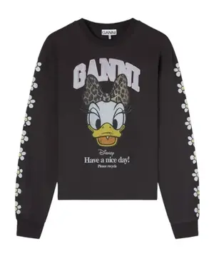 GANNI Daisy Duck Long Sleeve T-shirt - Phantom Black