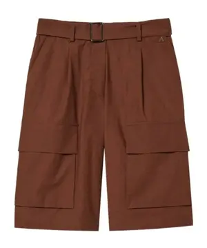TWINSET Belted Cargo Bermuda Shorts - Brown