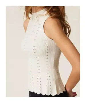 TWINSET Mock-neck Scalloped-trim Top - White