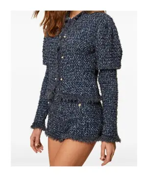 TWINSET Frayed Jacquard Knit Shorts