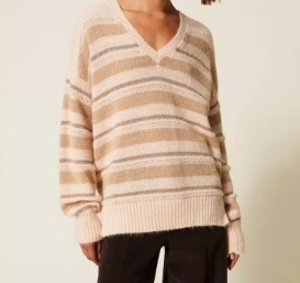 TWINSET Striped V-neck Pullover
