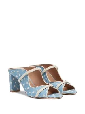 MALONE SOULIERS Norah Floral-printed Heeled Sandals - Blue