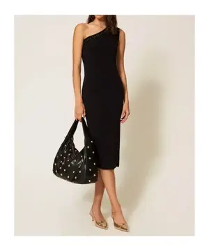 TWINSET Studded One-shoulder Knit Dress
