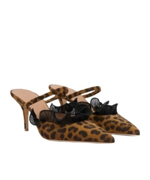 MALONE SOULIERS Leopard-printed Ruffled Cecile Mules