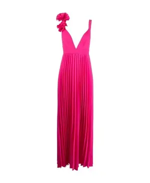 P.a.r.o.s.h Floral-appliqué V-neck Dress - Pink