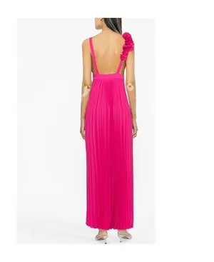 P.a.r.o.s.h Floral-appliqué V-neck Dress - Pink