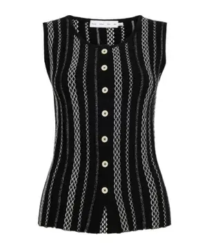 Proenza Schouler Alyna Textured Knit Button Vest - Black