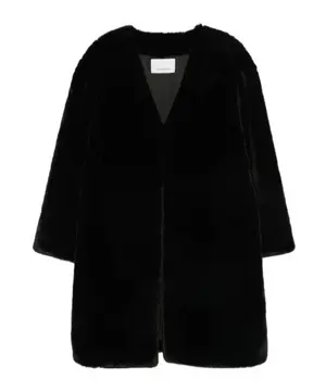THE FRANKIE SHOP Matera Faux Fur Coat - Black