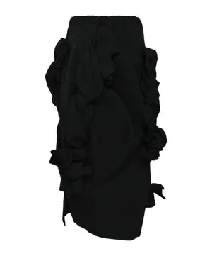 Comme Des Garçons Woven Details Midi Skirt - Black