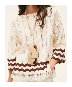 TWINSET Zigzag-print Fringed Top