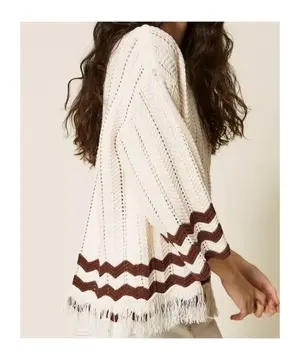 TWINSET Zigzag-print Fringed Top