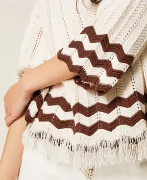 TWINSET Zigzag-print Fringed Top