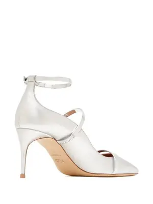 MALONE SOULIERS Pointed Toe Ankle Strap Pumps - White