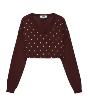 MSGM Studded V-neck Knitwear