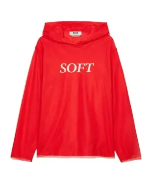 MSGM Long-sleeve Hooded Sweatshirt With Front And Rear Lettering