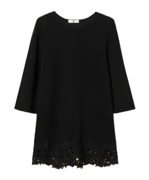 TWINSET Lace-hem Quarter-sleeve Tunic - Black