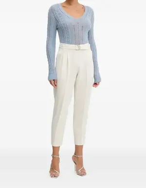 TWINSET Cable-knit V-neck Sweater - White