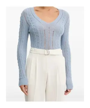 TWINSET Cable-knit V-neck Sweater