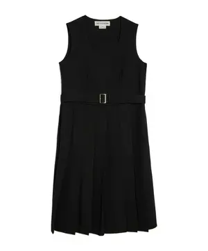Comme Des Garçons Gabardine Belted Pleated Midi Dress