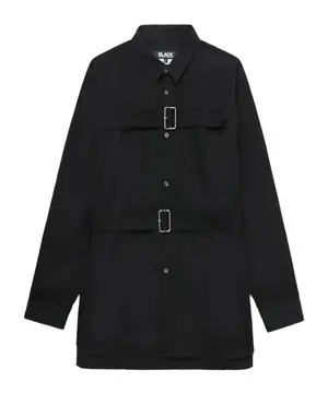 Comme Des Garçons Buckled Cotton Shirt - Black
