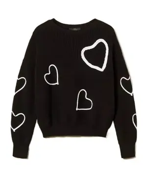 TWINSET Hearts-detail Long-sleeve Sweater - Black