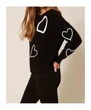 TWINSET Hearts-detail Long-sleeve Sweater - Black