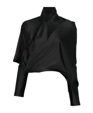 Junya Watanabe Asymmetrical High-neck Top - Black