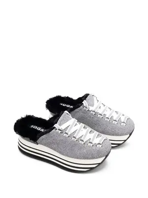 Hogan Platform Lace-up Mules