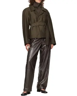 LEMAIRE Pleat Detailed Belted Straight Leg Pants