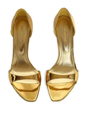 Amina Muaddi 95mm Agnese Metallic Open-toe Sandals