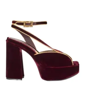 Etro Velvet Platform Sandals With Metallic Trim