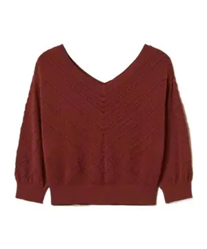 TWINSET Pointelle-knit V-neck Top - Red