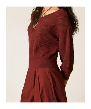 TWINSET Pointelle-knit V-neck Top
