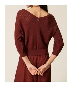 TWINSET Pointelle-knit V-neck Top