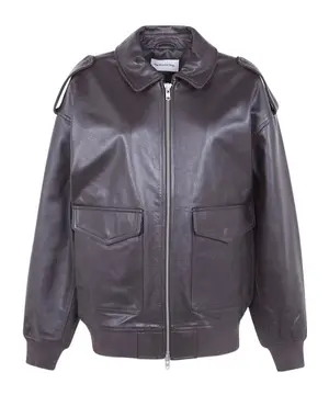 THE FRANKIE SHOP Viper Leather Jacket - Brown