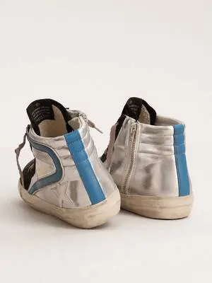 GOLDEN GOOSE Slide High Top Sneakers In Metallic Leather