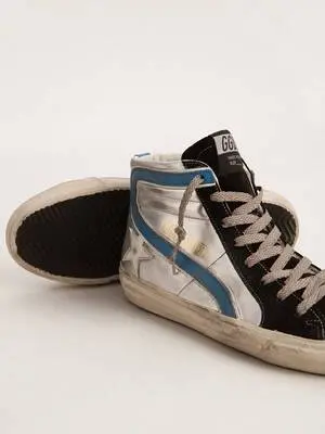 GOLDEN GOOSE Slide High Top Sneakers In Metallic Leather