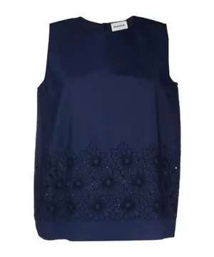 P.a.r.o.s.h Cut-out Detail Sleeveless Top - Navy Blue
