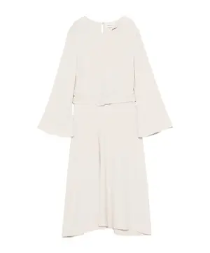 P.a.r.o.s.h Belted Flared Midi Dress - White
