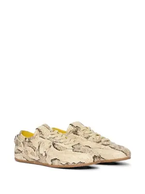 MSGM Snakeskin Lace-up Sneakers - Nude