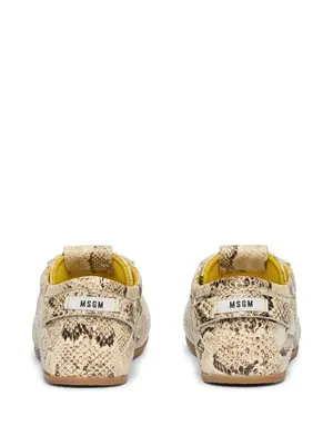 MSGM Snakeskin Lace-up Sneakers - Nude