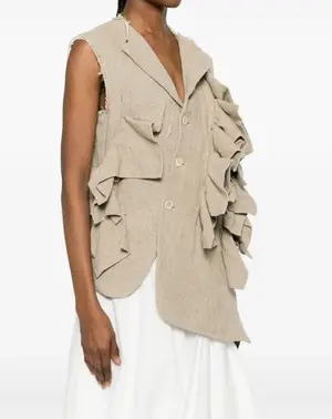 Comme Des Garçons Diagonal Single-breasted Sleeveless Jacket