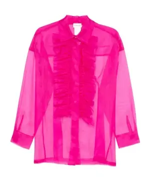 P.a.r.o.s.h Sheer Ruffled Silk Shirt - Fuxia