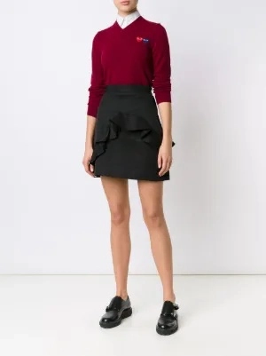 Play Comme Des Garcon Double Heart V-neck Jumper