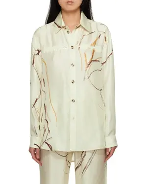 Nanushka Printed Silk Oversized Shirt