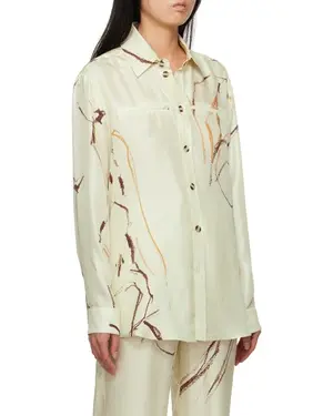 Nanushka Printed Silk Oversized Shirt